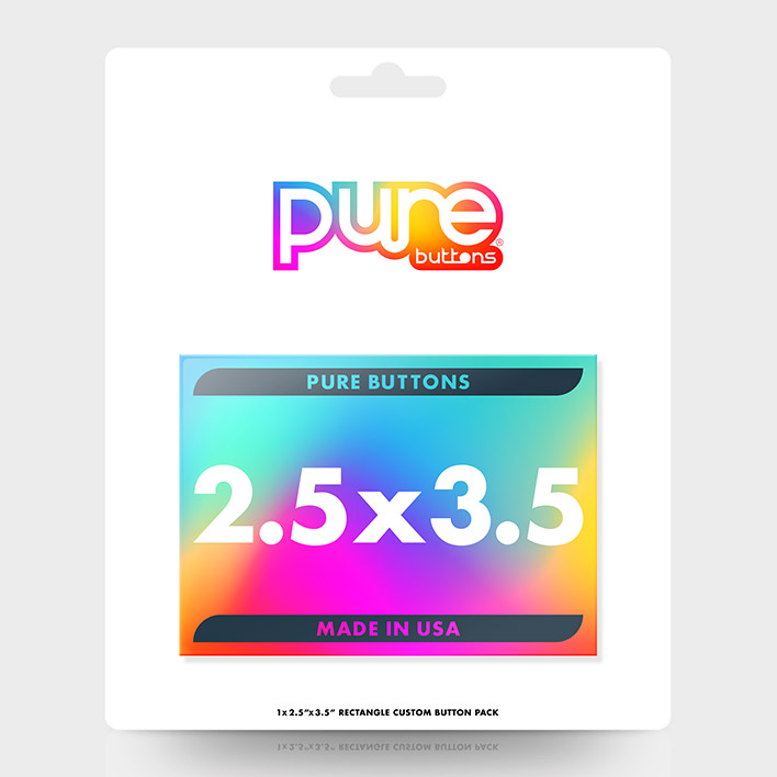 2.5" x 3.5" Rectangle x 1 Button Packs | Custom Button Packaging