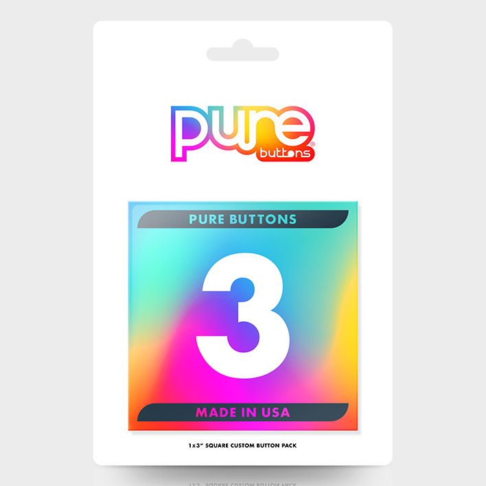 3" Square x 1 Button Packs | Single 3 Inch Square Button Pin